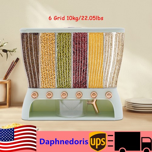 6 Grid Cereal Dispenser Rice Grain Dry Food Container Kitchen Storage ...