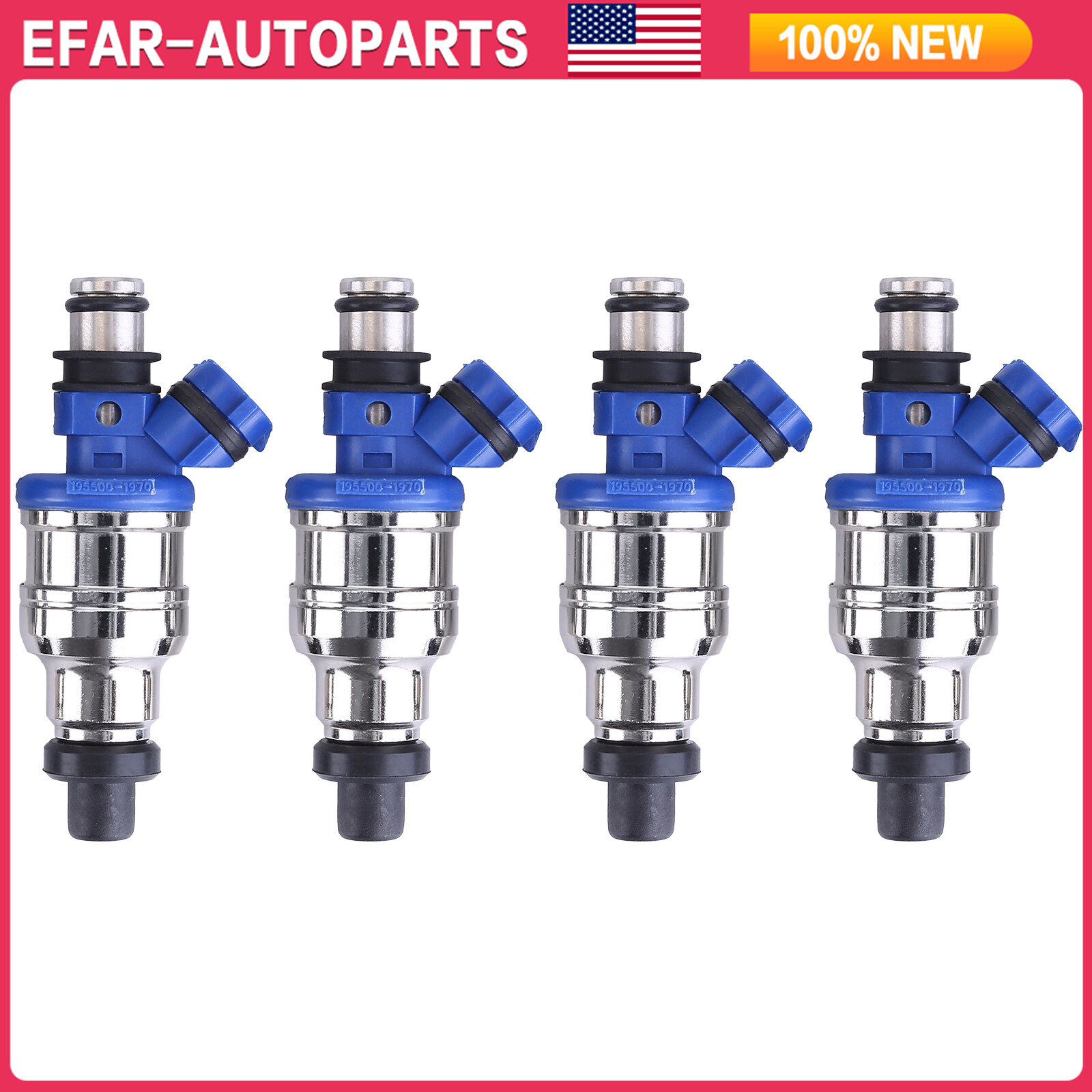 4PCS FUEL INJECTORS FOR DENSO 1990-1993 MAZDA MIATA 1.6L 195500-1970 ...