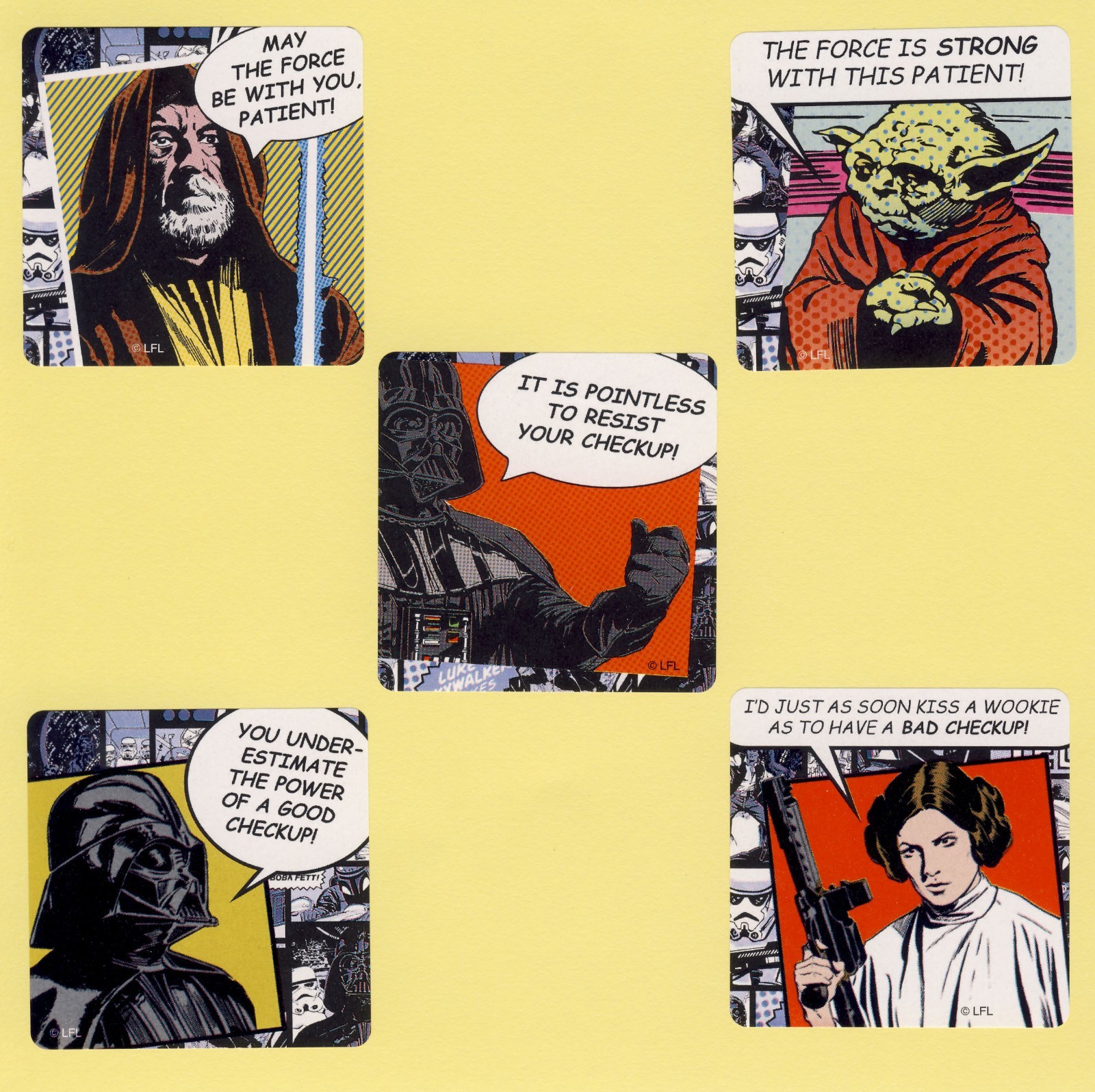 10 Star Wars Patient - Large Stickers - Darth Vader, Princess Leia ...