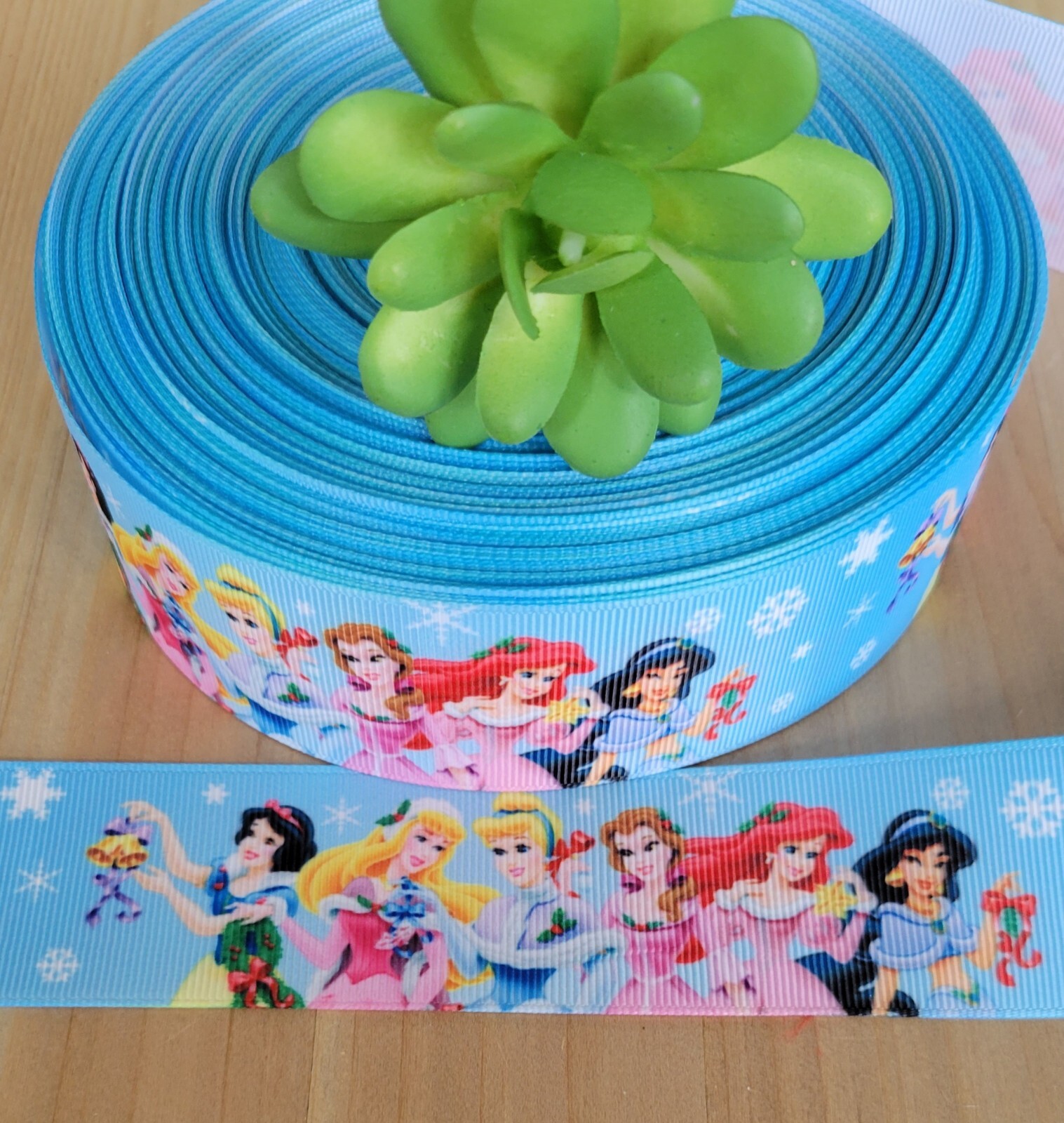 1.5" (1 YD) Disney Princess Christmas Grosgrain Ribbon Ariel Jasmine ...