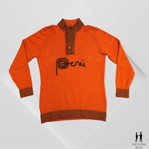 Peru 100% Alpaca Orange Sweater M Pullover UNISEX Handmade EUC High ...