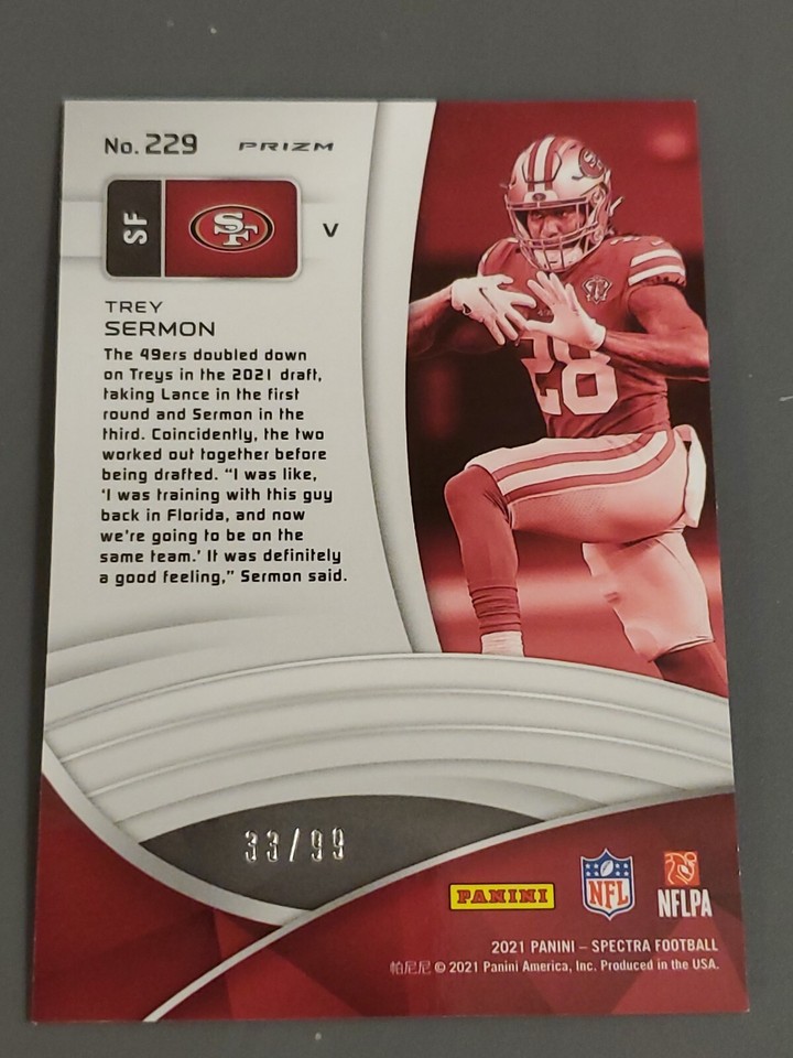 2021 Panini Spectra Rookie Variation /99 Trey Sermon #229 Rookie RC ...