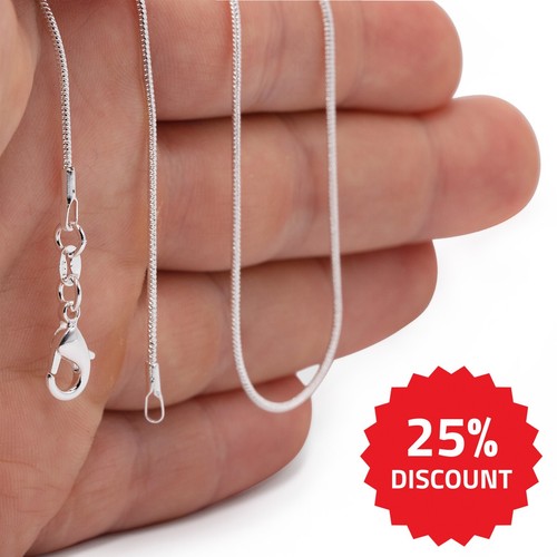925 Sterling Silver Stamp Shiny Snake Chain Necklace UK Stock Same Day ...
