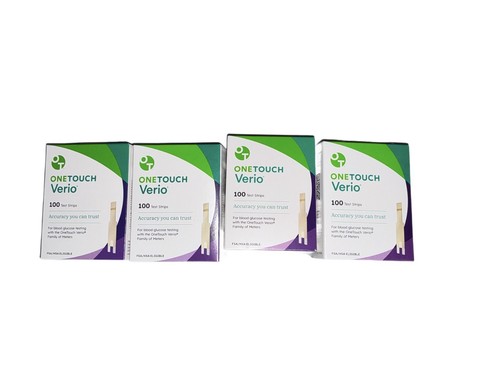 One Touch Verio Test Strips 100 Ct 4 Boxes 400 TOTAL Exp 12 / 2026 New ...