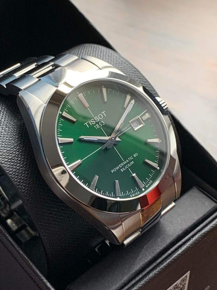 TISSOT Gentleman Powermatic 80 Silicium Green 40mm Dial Automatic Men's ...