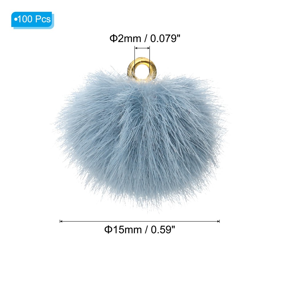 100pcs Pom Poms Charm, Pom Pom Charm Craft Pom Poms Pendants Balls ...