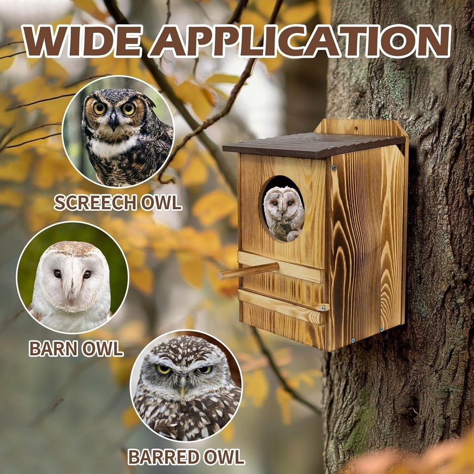 Owl House-Wooden Owl Box Owl Houses for Outdoors Suitable for Barn Owl ...