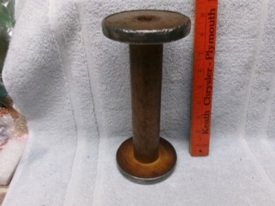 * Huge - INDUSTRIAL Wooden Spool Spindle - UNUSUAL look - 9" Tall ...
