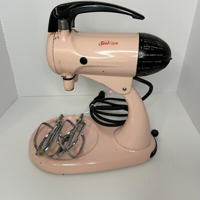 Vintage Sunbeam Mixmaster Pink 10 Speed Electric Mixer With Beaters ...