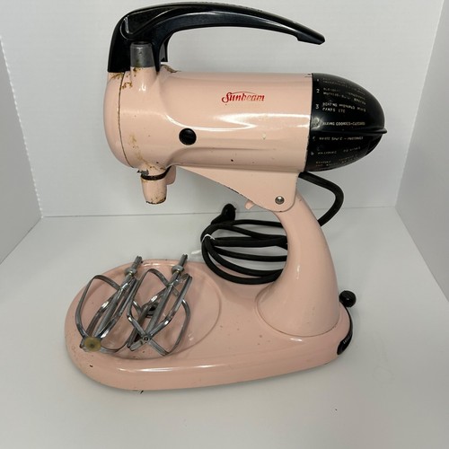 Vintage Sunbeam Mixmaster Pink 10 Speed Electric Mixer With Beaters ...