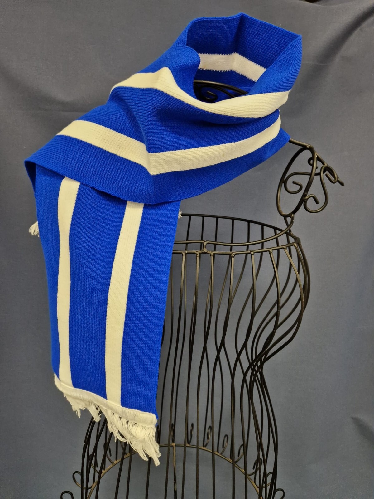 Retro Football Scarf, Blue with Long White Stripes- Everton | eBay UK