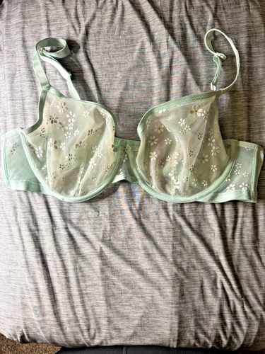 Savage X Fenty Rihanna Mint Green Puff Daisy Womens Bra 40DD Lingerie ...