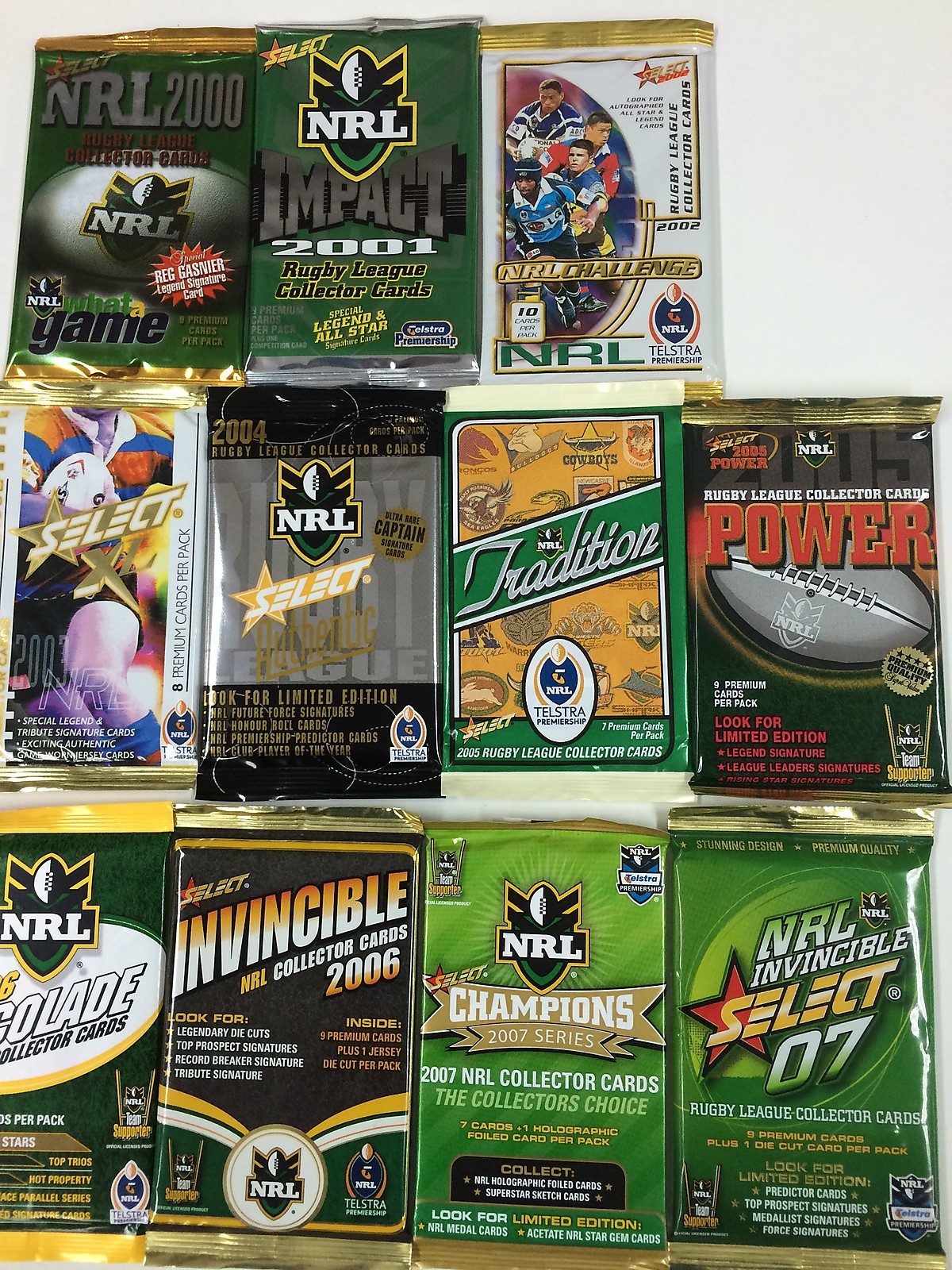 NRL CARD UNOPENED PACK COLLECTION FULL COLLECTION (1994--2012)- UNIQUE ...