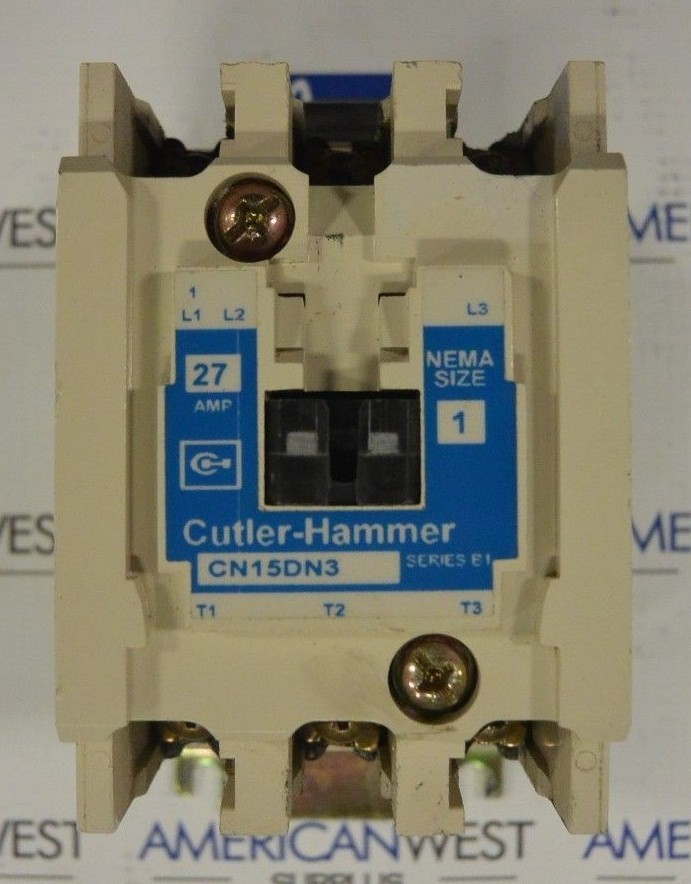 CUTLER HAMMER CN15DN3 NEMA 1 3P 600V 27 AMP CONTACTOR w/ 120 VAC COIL ...