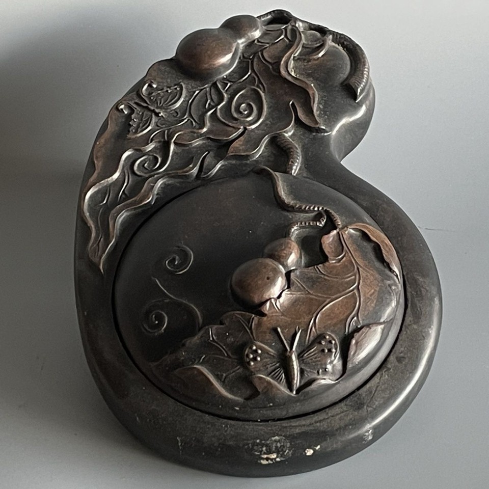 Chinese Calligraphy Inkstone Covered Chengni Ink Slab Gourd Stone ...