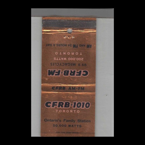 Matchbook Cover Radio Station CFRB AM 1010 Toronto, ON | eBay