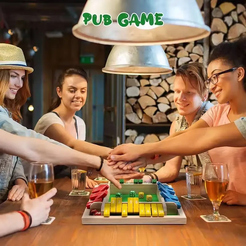 Wooden Dice Board Game Shut The Box for 4 Players Flaps & Dices Game ...