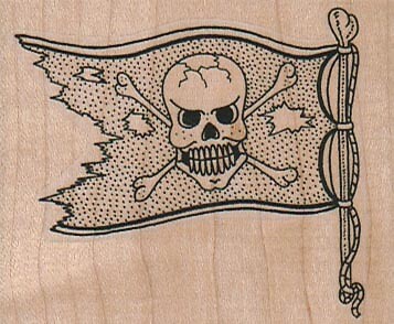 Pirate Flag 2 1/2 x 2" Rubber Stamp, Pirate Stamp, Ocean Stamp ...