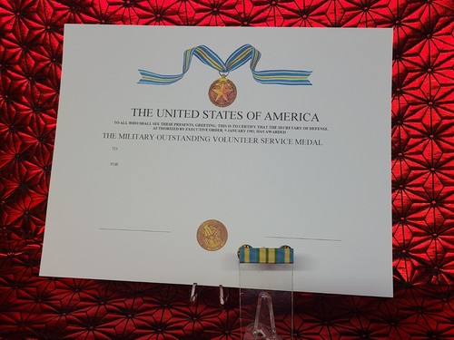 Military Outstanding Volunteer Service Medal Certificate & Ribbon MOVSM ...
