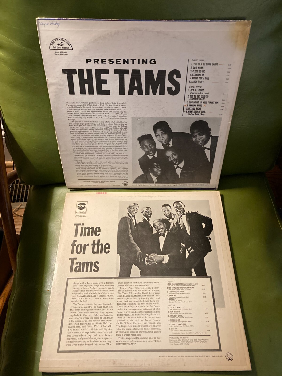 The Tams 2 LP Vinyl Lot, Presenting the Tams, Time For The Tams VG+ ...