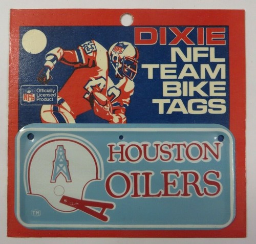 Vintage 1970's Dixie NFL Team HOUSTON OILERS Bike Tag License Plate ...