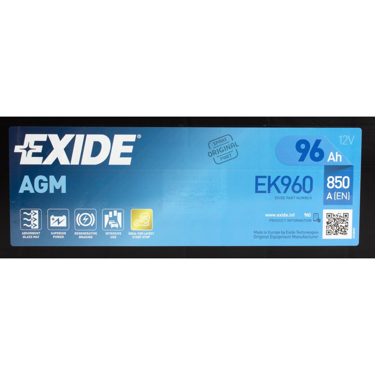 EXIDE EK960 AGM START-STOP Autobatterie Batterie Starterbatterie 12V ...