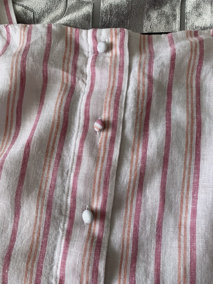 M&S LINEN PINK CANDY SRIPE CAMISOLE WITH FRILL ON SHOULDER STRAPS BNWT ...