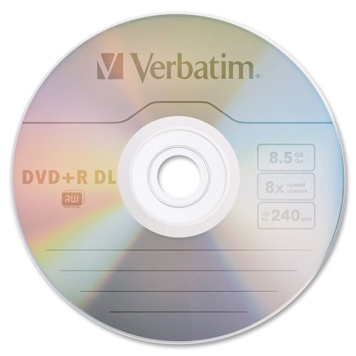 Verbatim DVD+R DL 8.5GB 8X with Branded Surface - 5pk Jewel Case Box ...