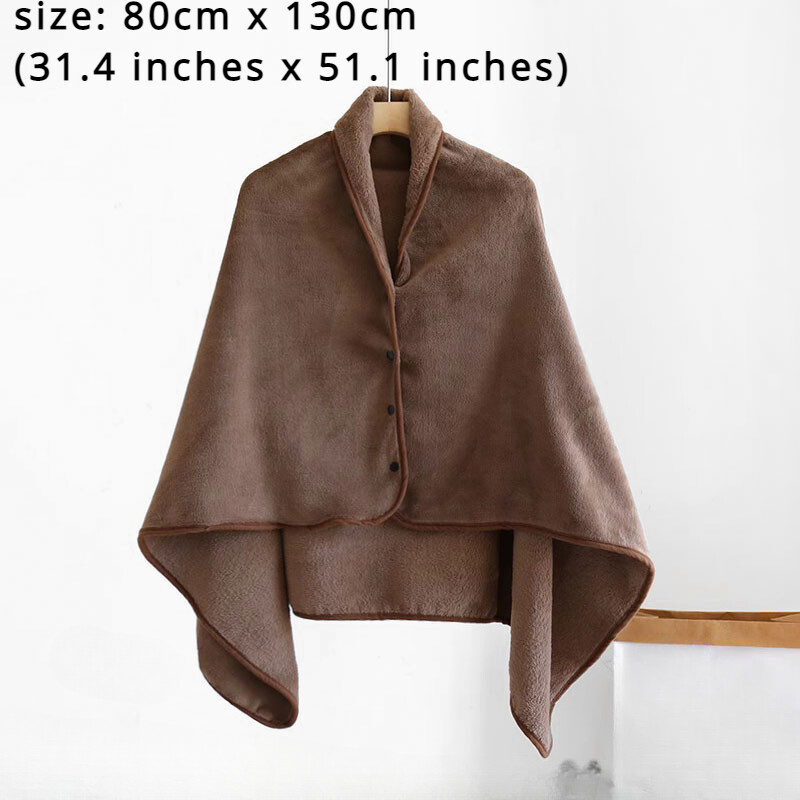 Office Lady Flannel Fleece Coat Furry Cape Blanket Cloak Warm Sleeping ...