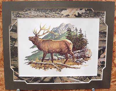 Color Bugling Elk Print by Artist Louis Raymer,Realtree Camo Mat fits ...