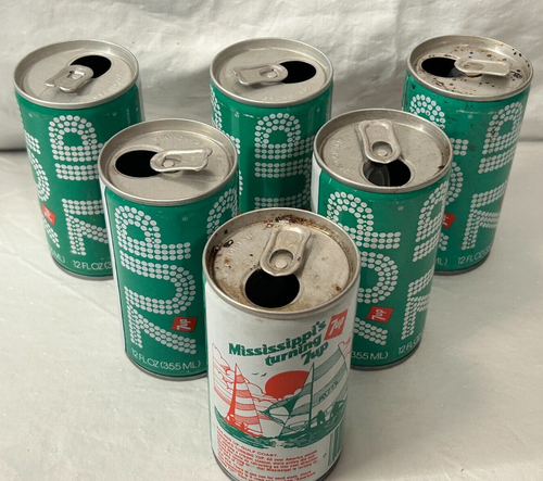 Lot of 6 vintage steel pull tab empty 7-up can collection | eBay
