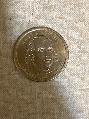 President James Madison $1 Dollar Gold Coin 1809-1817. 4th President ...