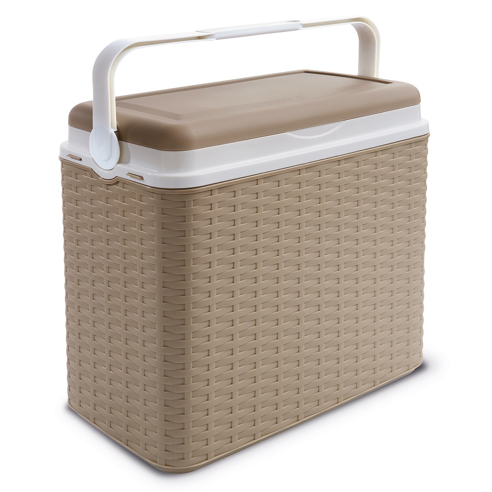Large 24 Litre Rattan Design Cooler Box Lunch Picnic Beach Cool Ice ...