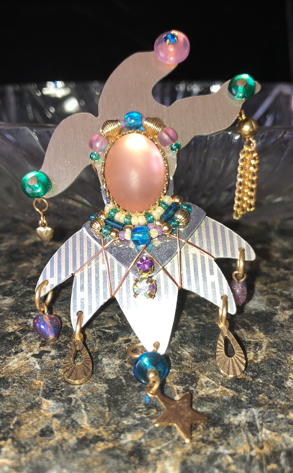 Liztech Vintage Artisan Beaded Jester Joker Pin Brooch Retired 1997 ...