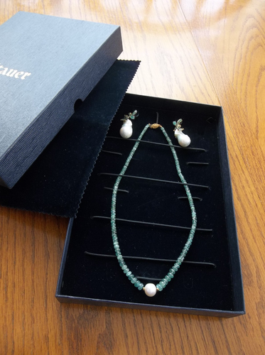 Stauer Emerald Radiance Necklace Baroque Pearl Earrings SET Beaded ...