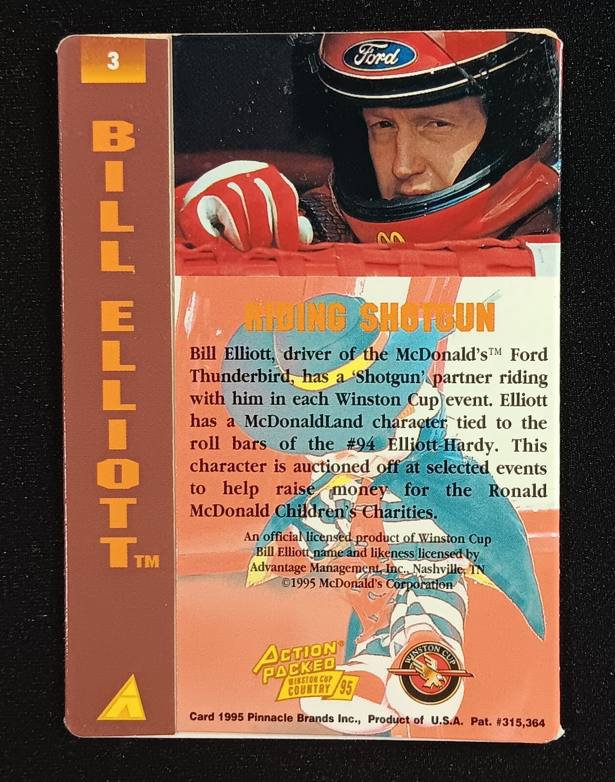 1995 Action Packed Winston Cup Country - Riding Shotgun #3 Bill Elliott ...
