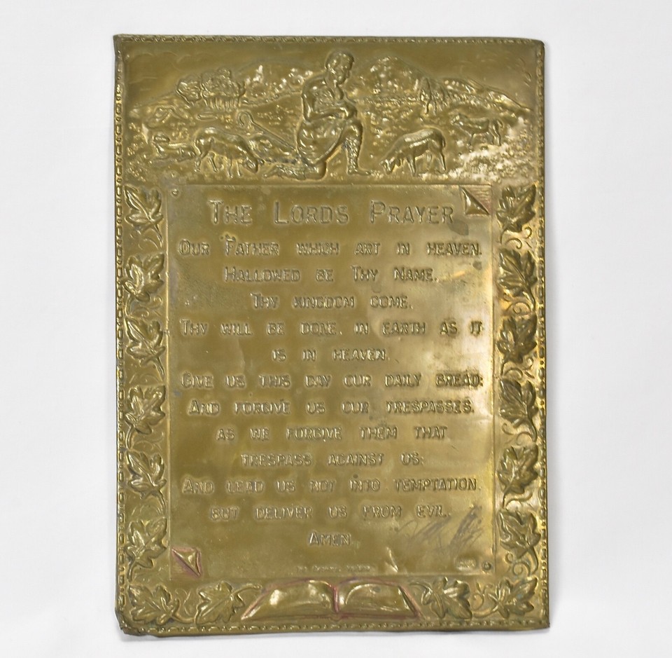 The Lords Prayer Wall Plaque Brass Vintage Raised Letters Embossed ...