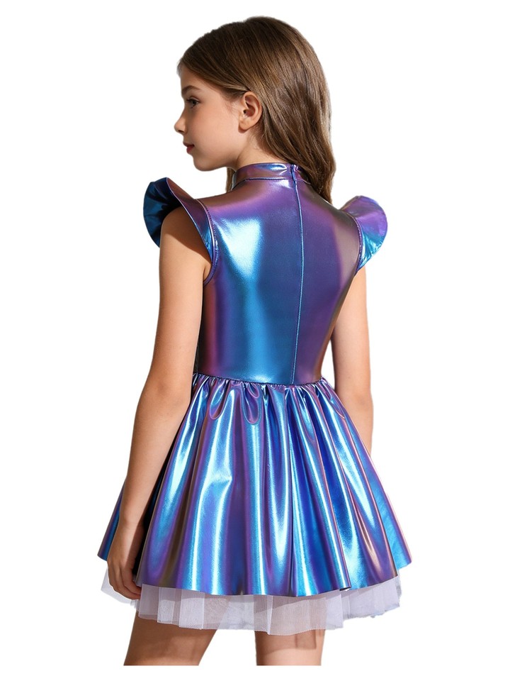 Kids Girls Alien Dress Up Costumes Zipper Ruffled Tutu Dress for Theme ...