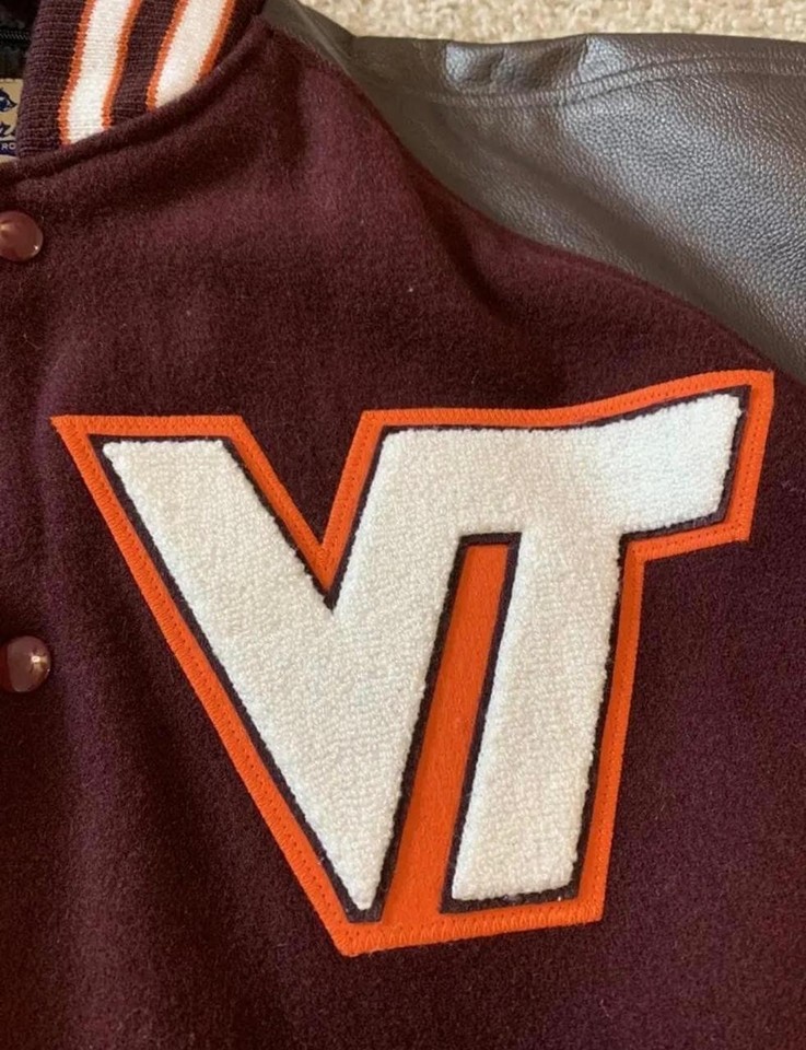 VT Hokies College Football Letterman Jacket Snap Front Maroon free ...