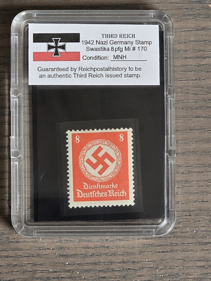 Third Reich WWII Nazi German Swastika NSDAP Adolf Hitler Stamps w Hard ...