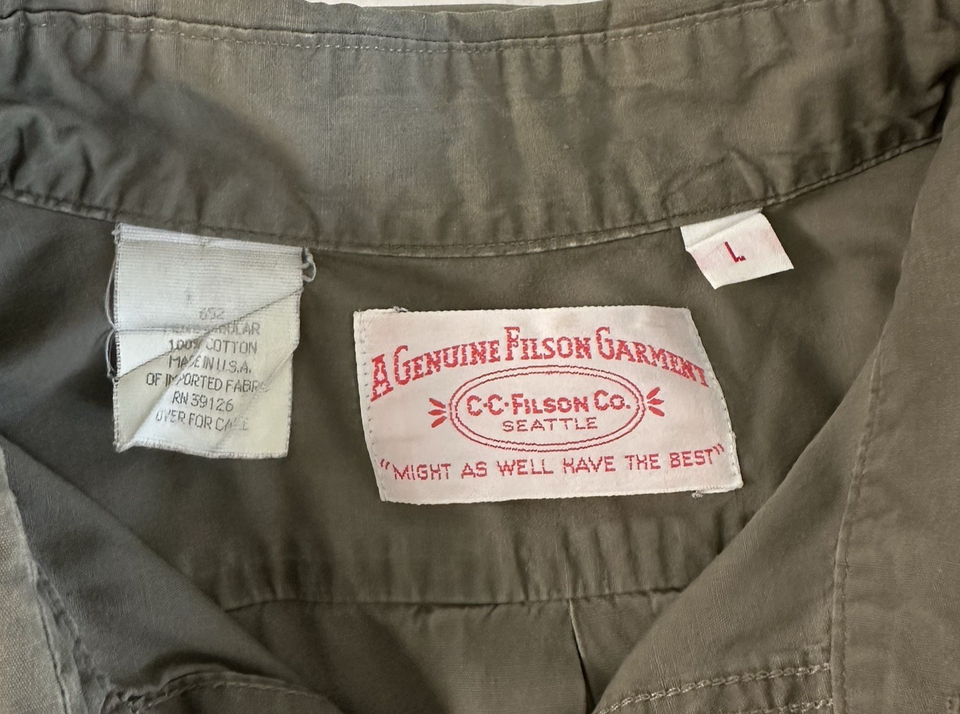 Vintage CC Filson Shirt Mens L Style 652 Guide Safari Made in USA ...