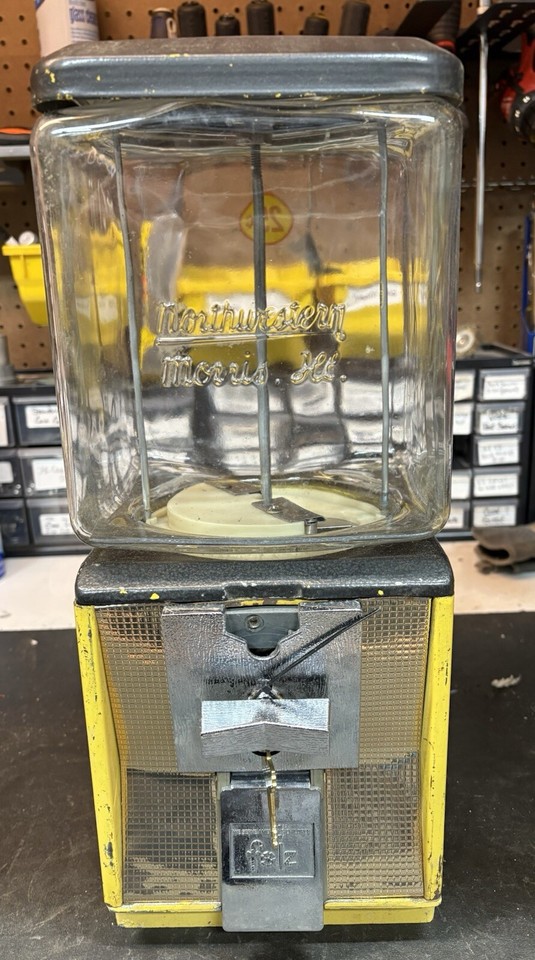 Vintage Yellow Folz Glass Northwestern Model 60 Gumball Candy Nut ...