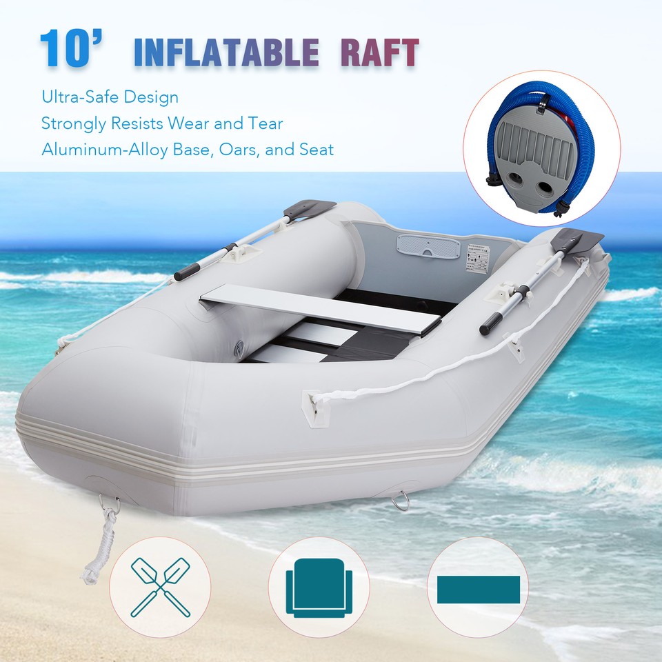 10ft Inflatable Boat w/pump Raft Fishing Dinghy Tender Pontoon Rescue ...