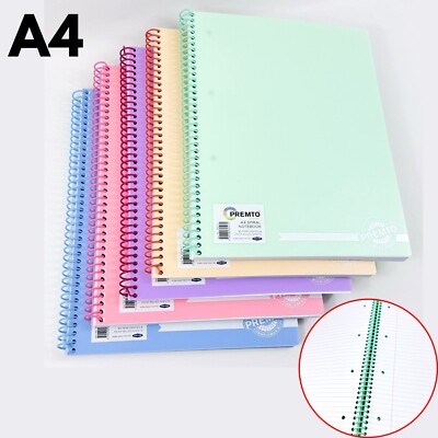 A4 Notebook Spiral Bound Pastel Colours Jotter Notebook 160 Pages Flexi ...