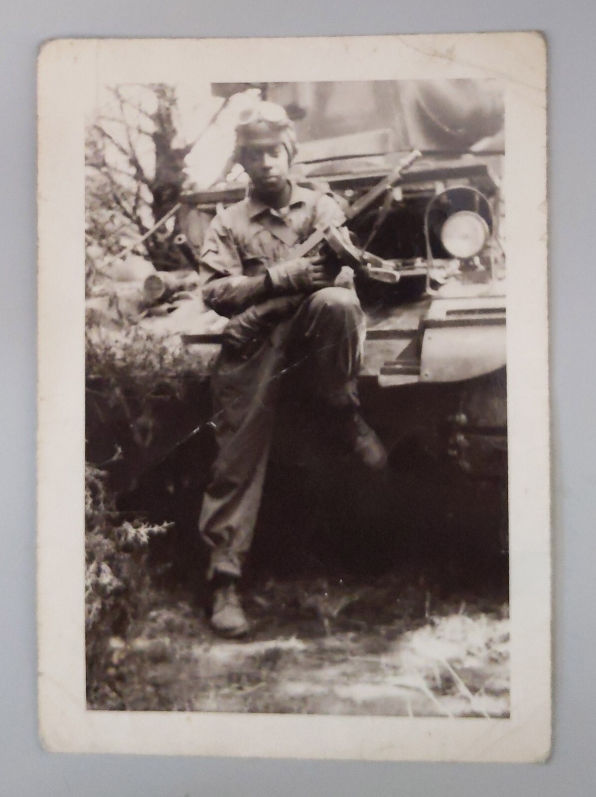 CORP. JOHN RAINES, AFRICAN AMERICAN WWII SOLDIER POSING W/ TOMMY GUN ...