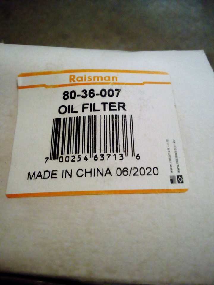 Raisman 80-36-007 Briggs & Stratton Oil Filter (492056, 492932, 492932B ...