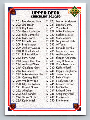 1991 Upper Deck #300 Checklist 201-300 CL Unmarked | eBay