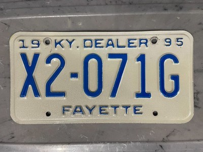 KENTUCKY LICENSE PLATE DEALER X2-071G FAYETTE COUNTY 1995 95 | eBay