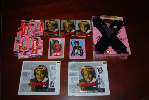 MICHAEL JACKSON 1984 TOPPS 66 CARD & STICKER SET + EMPTY WAX BOX + GUM ...