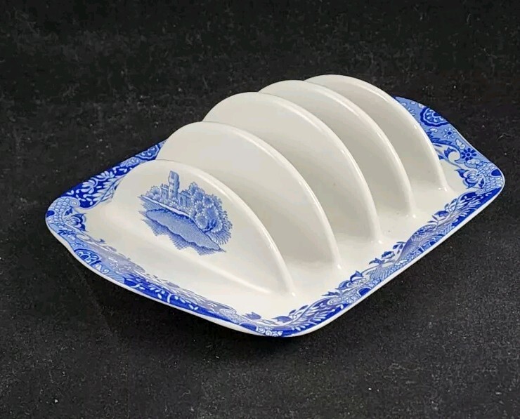 Spode Porcelain Toast Server Plate Blue Italian England - 4 Slot | eBay